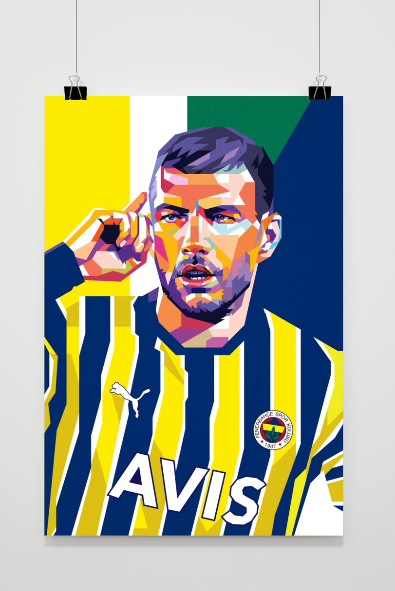 Edin Dzeko Poster | Voetbal Poster | Pop Art Poster | Fenerbahce Poster ...
