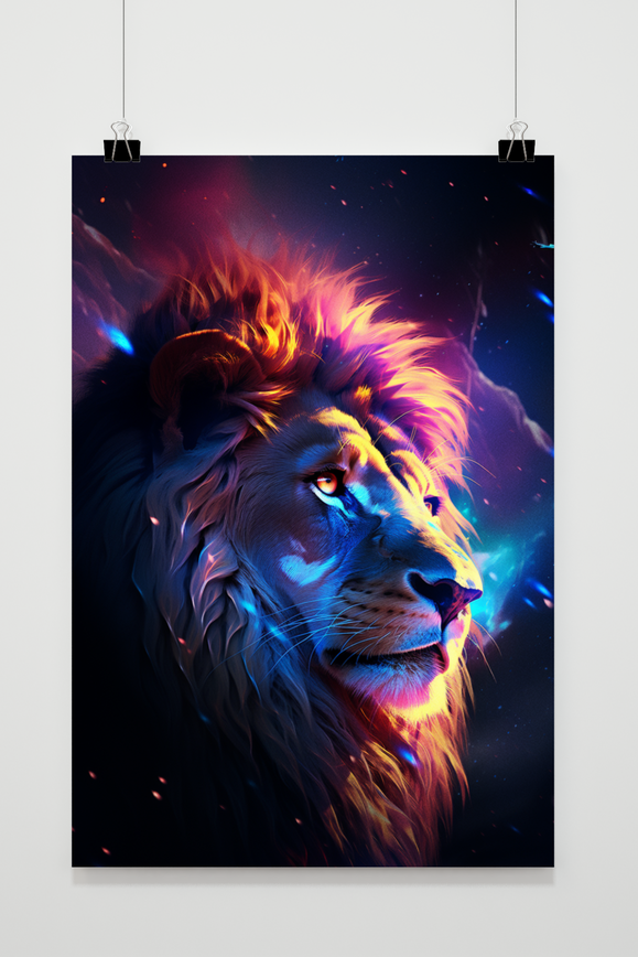 Neon Leeuw Poster | Neon Poster | Modern Art Poster | Moderne Kunst ...